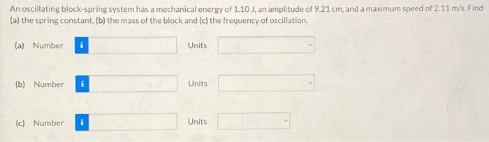 Solved An oscillating block-spring system has a mechanical | Chegg.com