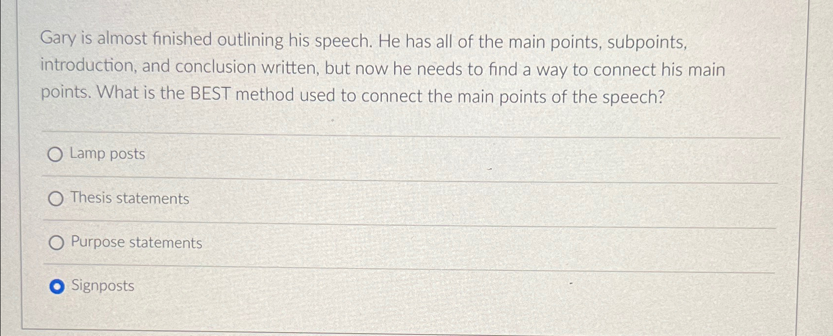 Solved Gary is almost finished outlining his speech. He has | Chegg.com