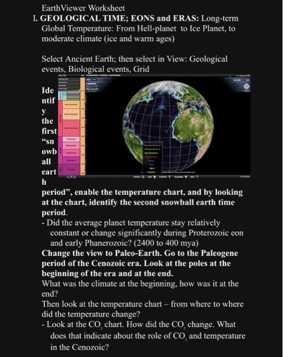 Solved EarthViewer Worksheet I. GEOLOGICAL TIME; EONS and | Chegg.com