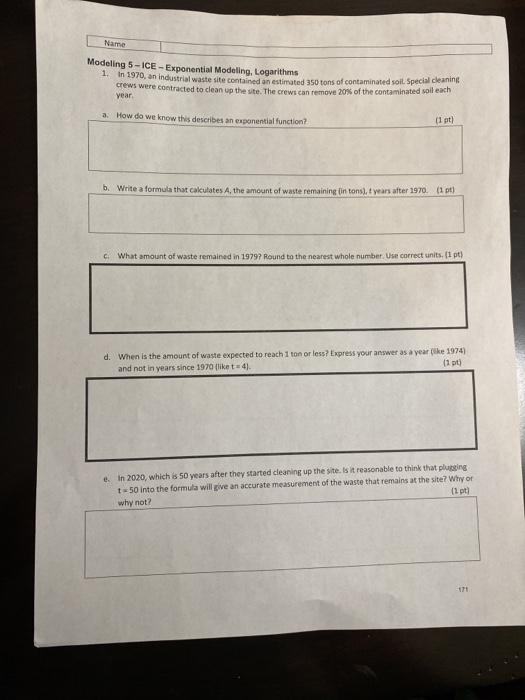 Solved Modeling - ICEER Modeling Logarithms 1970. ... உலயை | Chegg.com