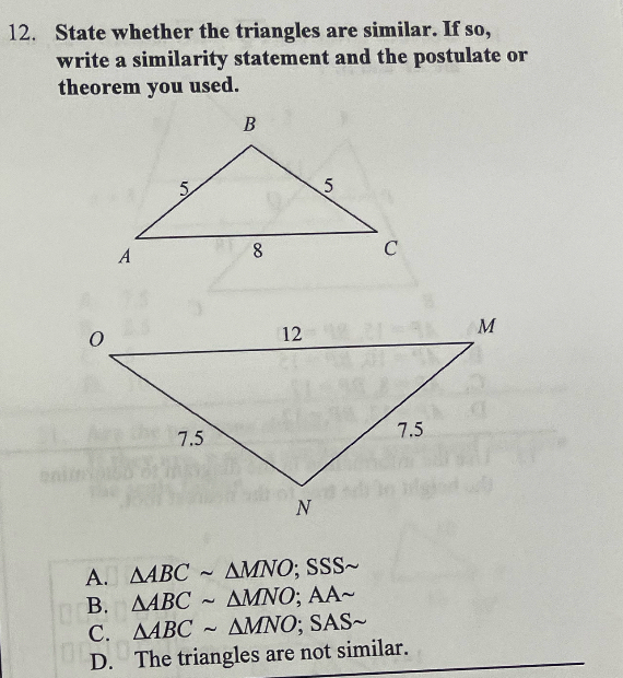Solved State whether the triangles are similar. If so, | Chegg.com