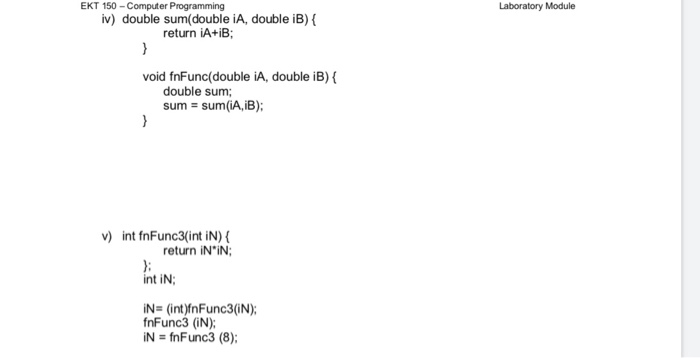 Solved Laboratory Module EKT 150 - Computer Programming iv) | Chegg.com