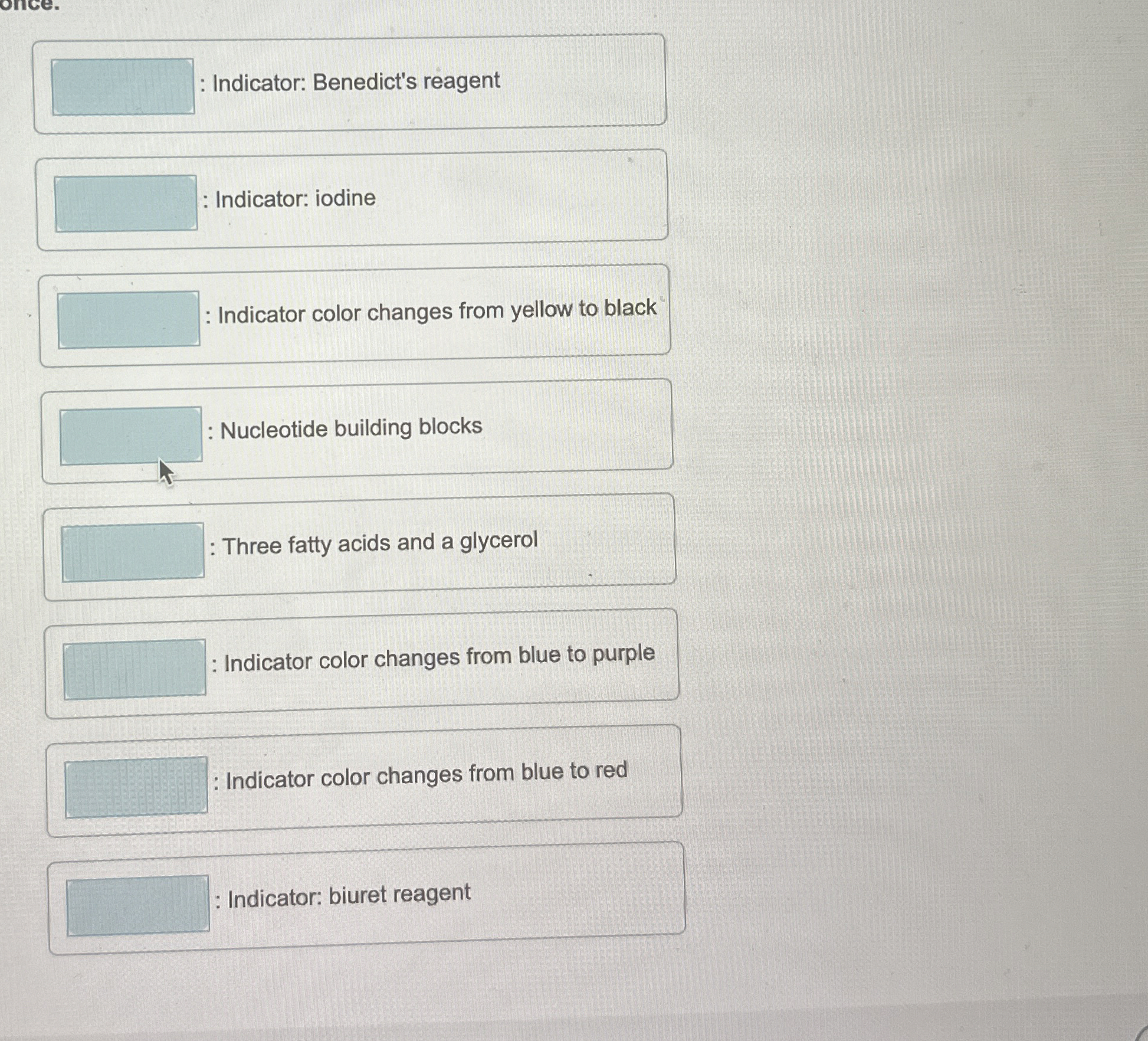 Solved : Indicator: Benedict's reagent: Indicator: iodine: | Chegg.com
