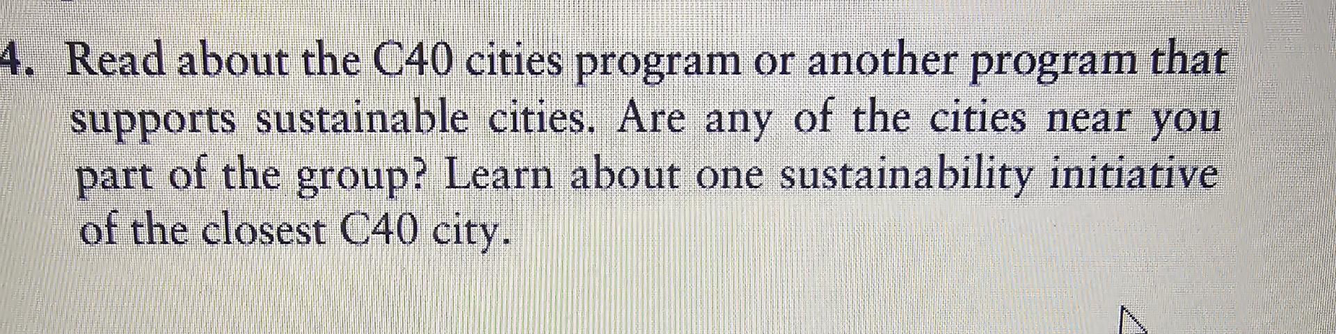 Solved Read about the C40 ﻿cities program or another program | Chegg.com