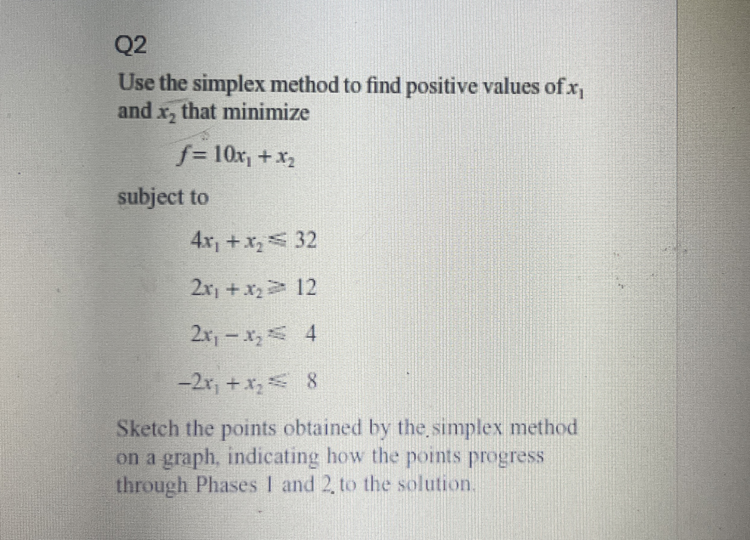Solved Q2Use the simplex method to find positive values of | Chegg.com