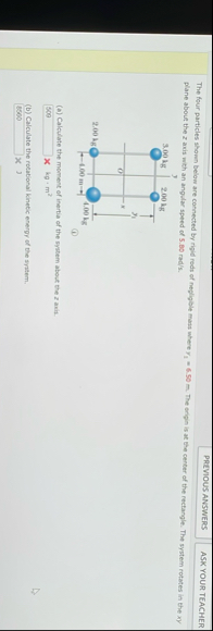 Solved The four particles shown below are connected by rigid | Chegg.com