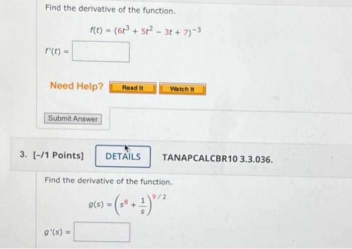 Solved Find the derivative of the function. | Chegg.com
