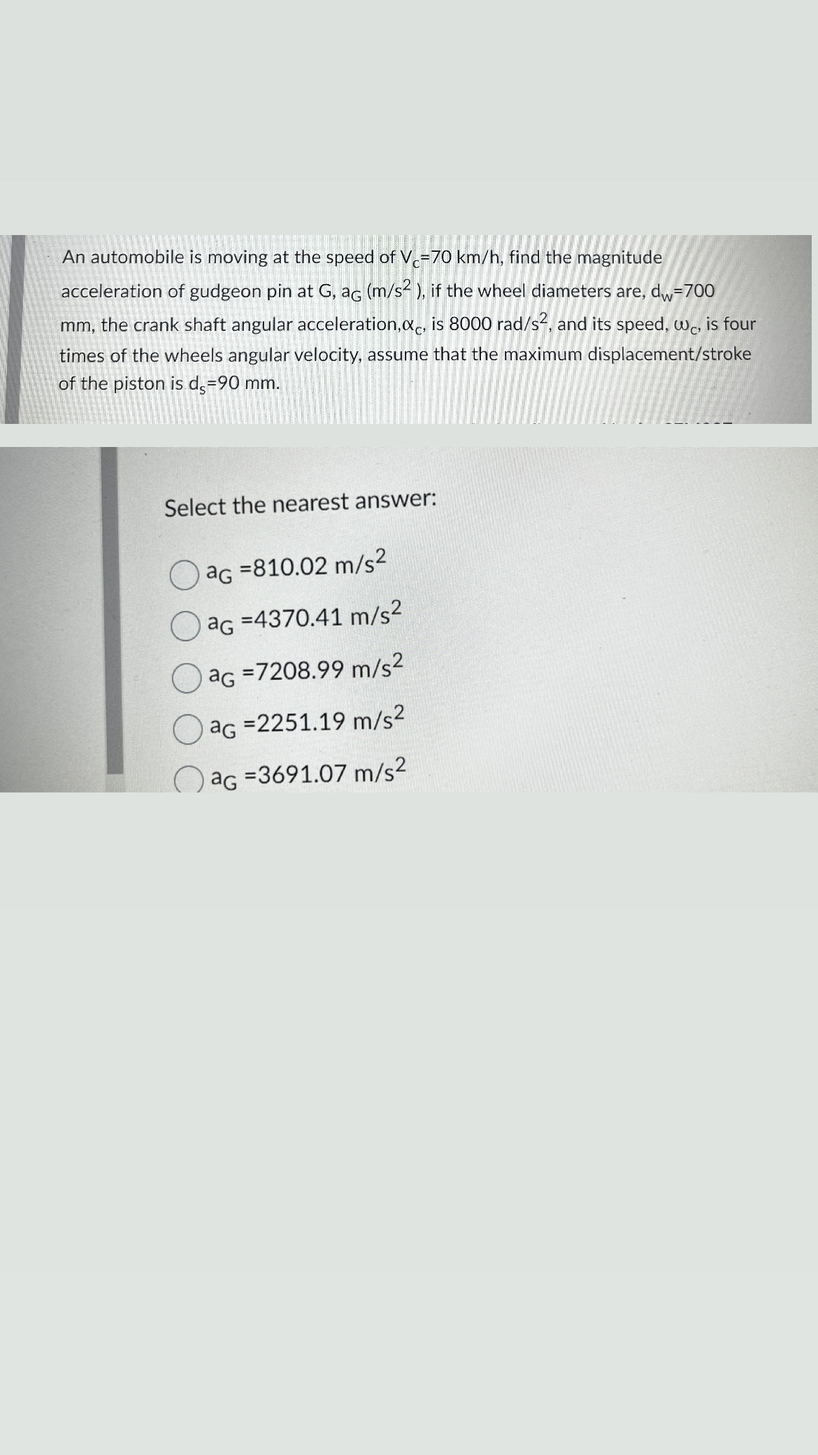 Solved An automobile is moving at the speed of Vc=70kmh, | Chegg.com