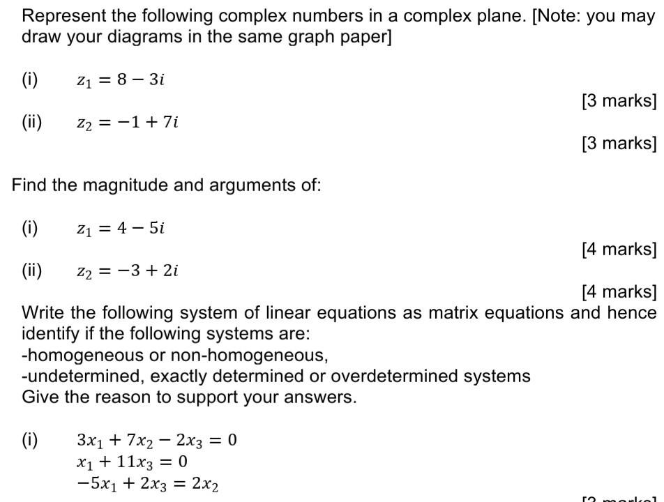 Solved Represent the following complex numbers in a complex | Chegg.com