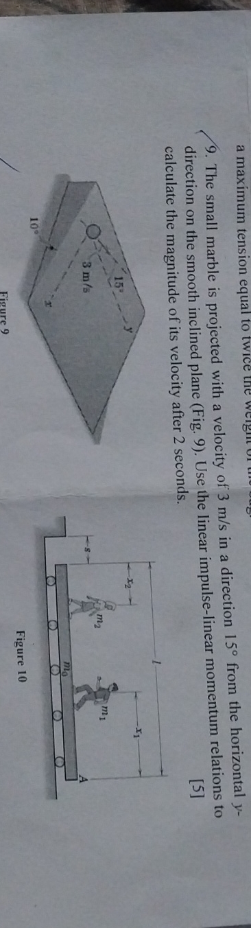 Solved The small marble is projected with a velocity of 3ms | Chegg.com