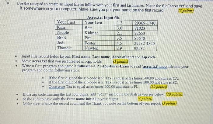 Solved Use the notepad to create an Input file as follow | Chegg.com