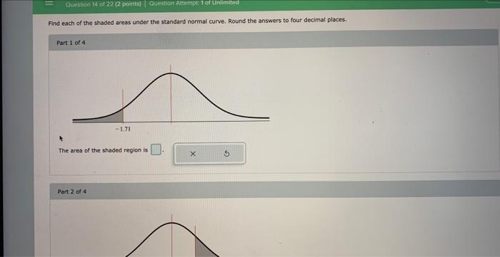 Solved Find each of the shaded areas under the standard | Chegg.com