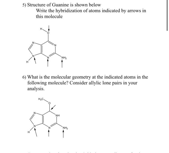 Solved 5) Structure of Guanine is shown below Write the | Chegg.com