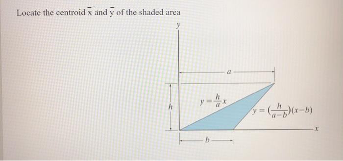 Solved Locate the centroid X and y of the shaded area у h y | Chegg.com