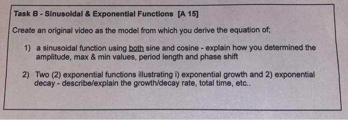 Solved Task B - Sinusoidal & Exponential Functions [A15] | Chegg.com