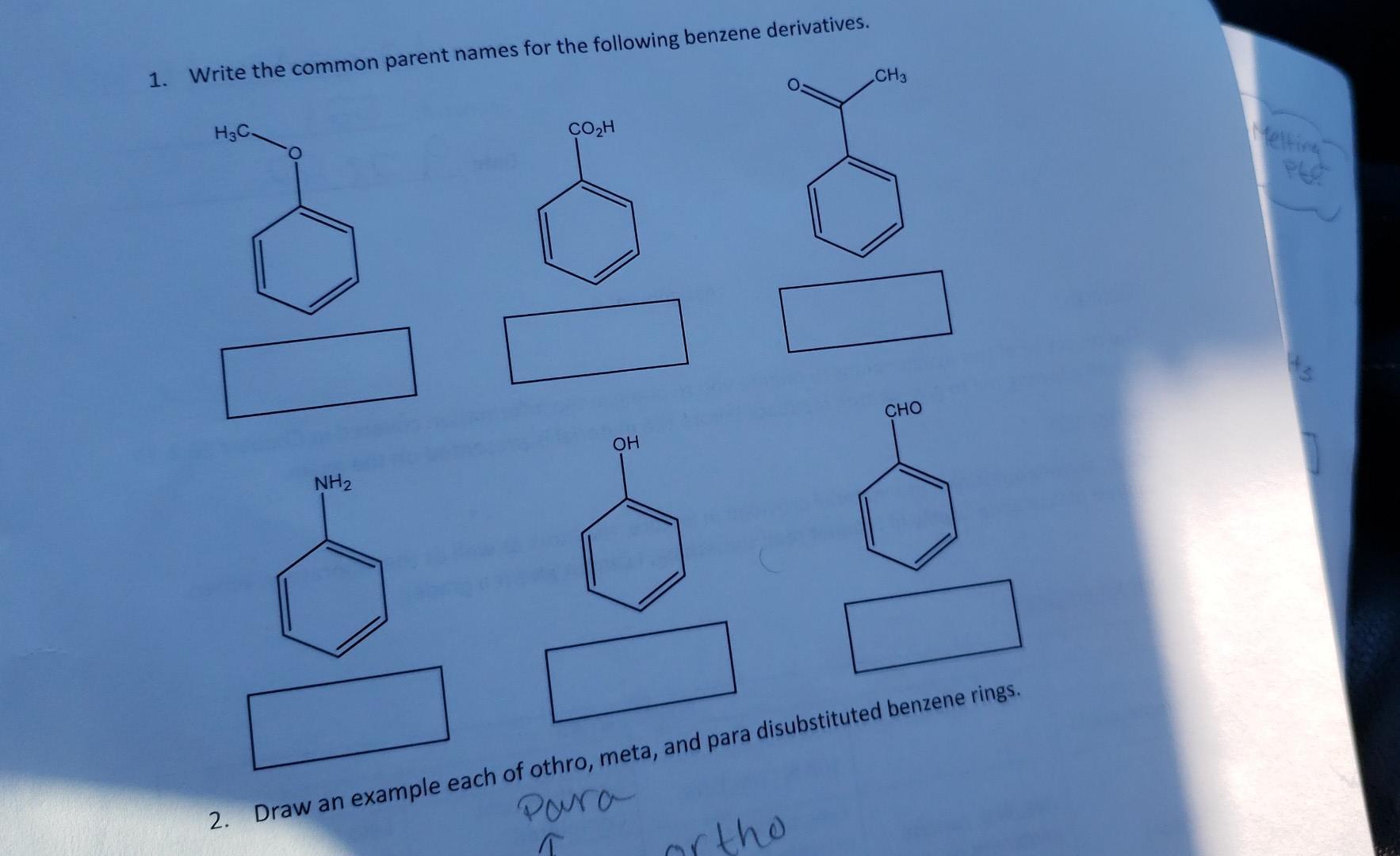 Solved 1. Write the common parent names for the following | Chegg.com