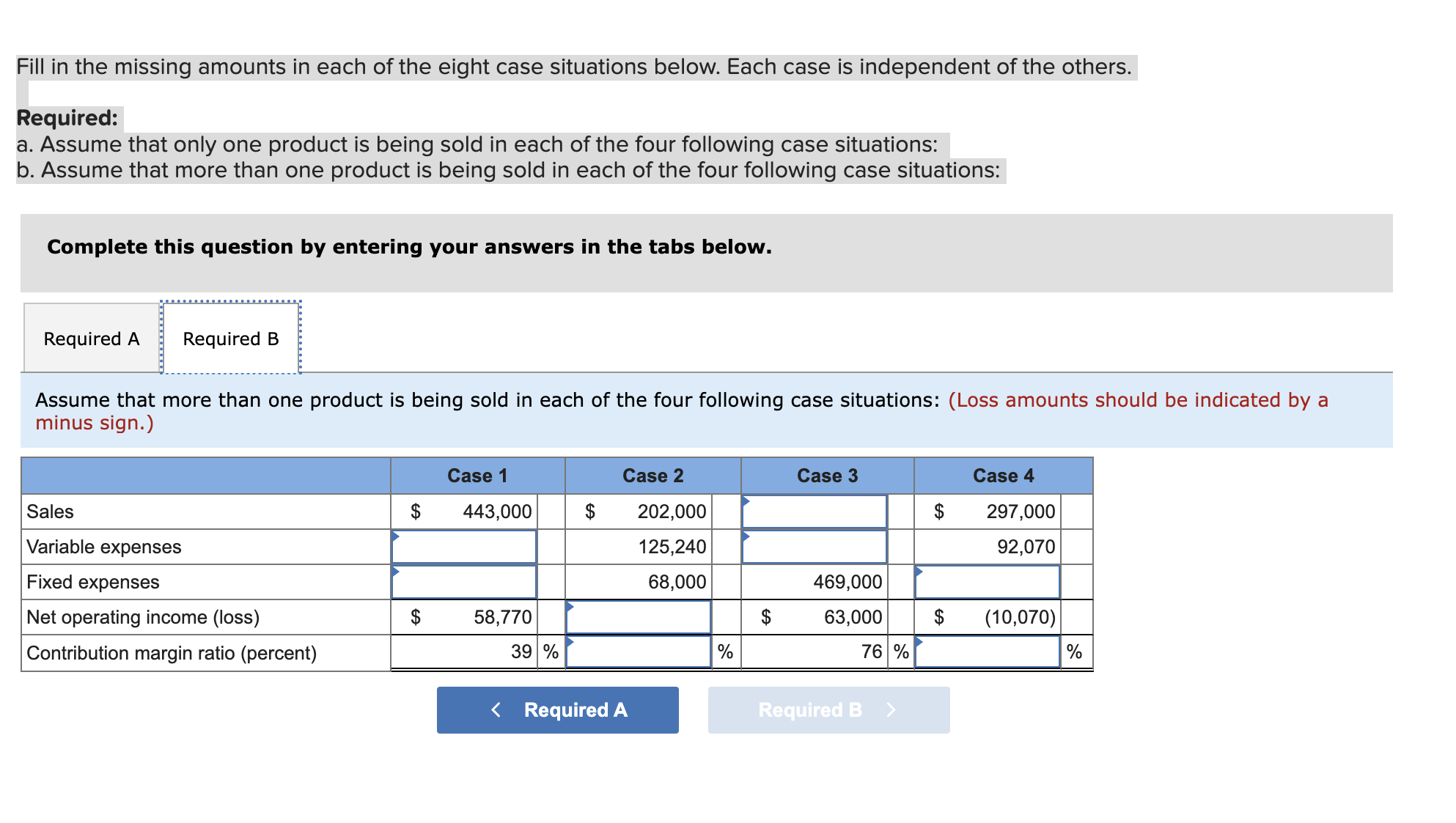 Solved Fill in the missing amounts in each of the eight case | Chegg.com