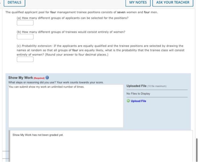 Solved The qualified applicant pool for four management | Chegg.com