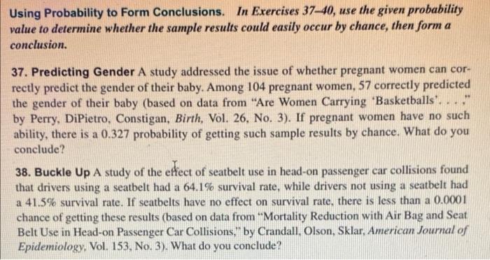 Solved Using Probability to Form Conclusions. In Exercises | Chegg.com