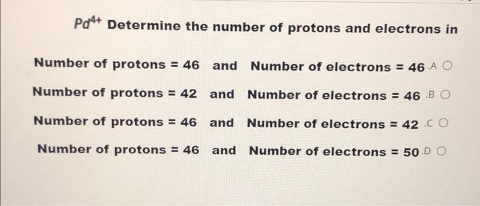Pd4+ Determine the number of protons and electrons in | Chegg.com