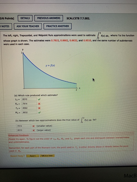 Solved The left, right, Trapezoidal, and Midpoint Rule | Chegg.com