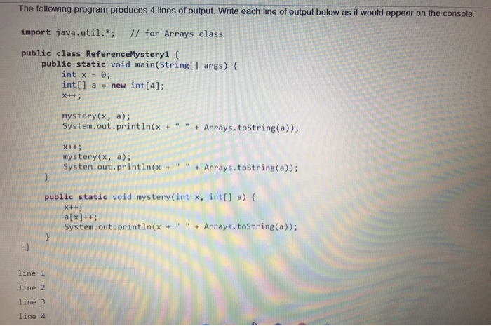 Solved please help with the output of this java code | Chegg.com