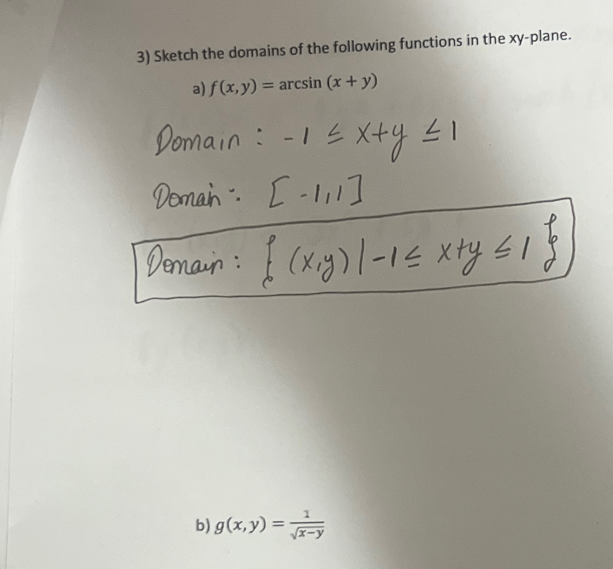 Solved Sketch the domains of the following functions in the | Chegg.com