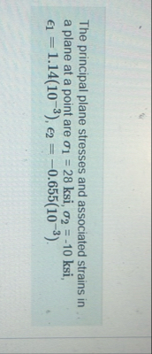 Solved The principal plane stresses and associated strains | Chegg.com