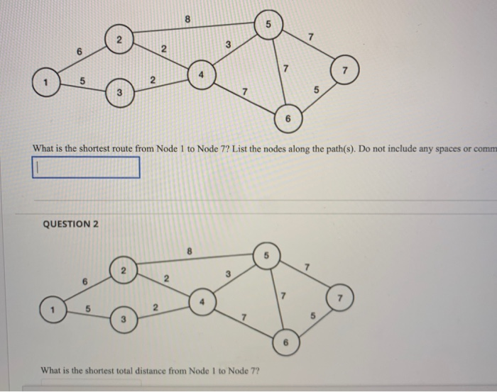 what is the shortest route from node 1 to node 7? | Chegg.com