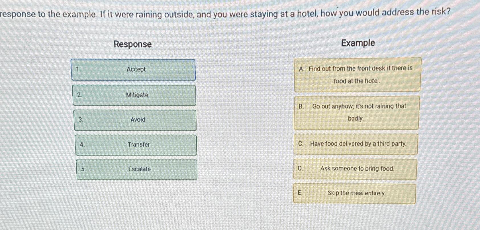 Solved response to the example. If it were raining outside, | Chegg.com