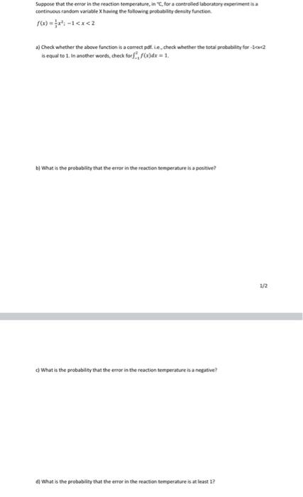 Solved Suppose that the error in the reaction temperature, | Chegg.com