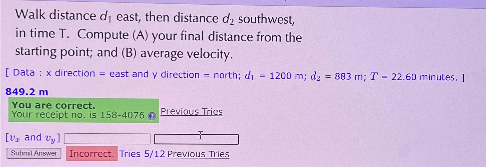 Solved Walk distance d1 ﻿east, then distance d2 ﻿southwest, | Chegg.com