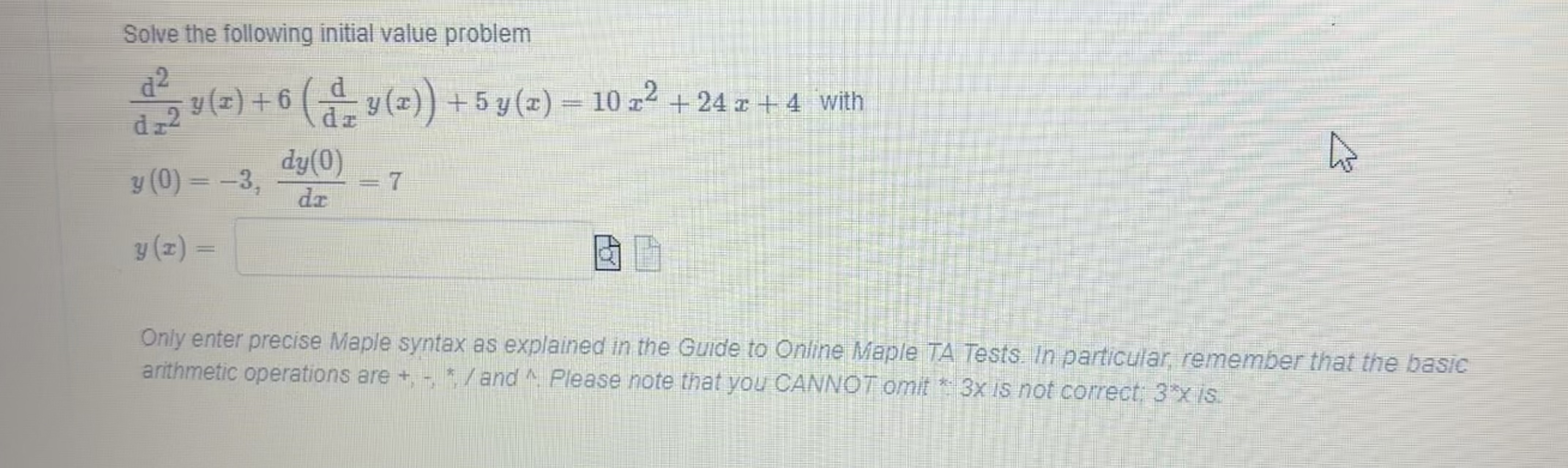 Solved Solve the following initial value | Chegg.com