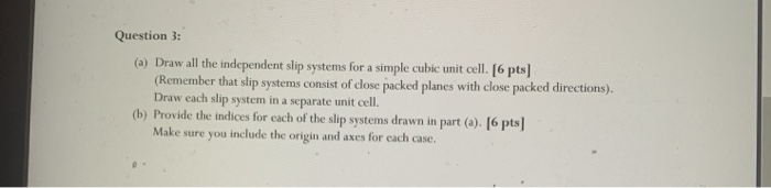 Solved Question 3: (a) Draw all the independent slip systems | Chegg.com