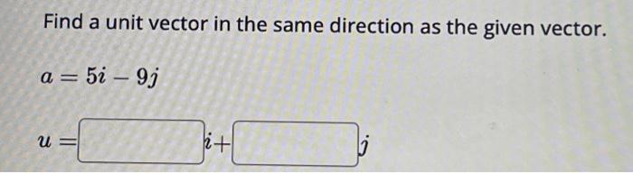 Solved Find a unit vector in the same direction as the given | Chegg.com
