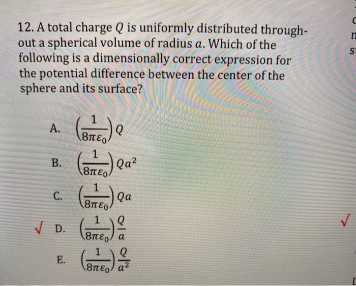 Solved C n si 12. A total charge Q is uniformly distributed | Chegg.com