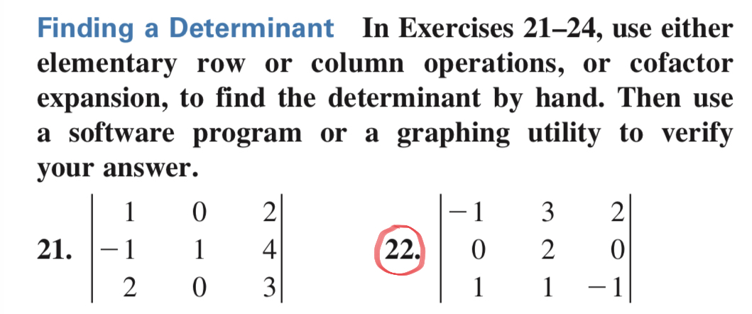 Solved Finding a Determinant In Exercises 21-24, ﻿use | Chegg.com