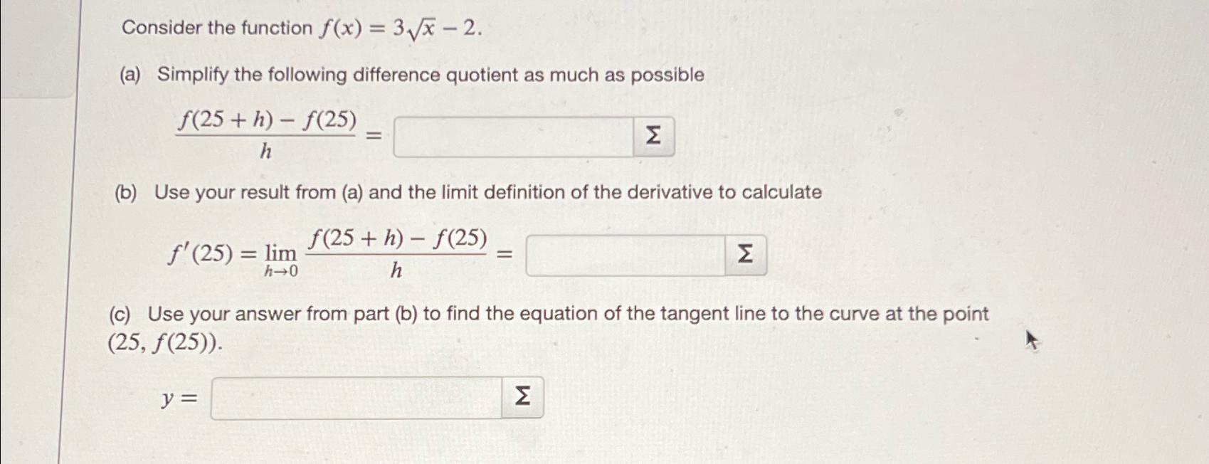 Solved Consider the function f(x)=3x2-2.(a) ﻿Simplify the | Chegg.com