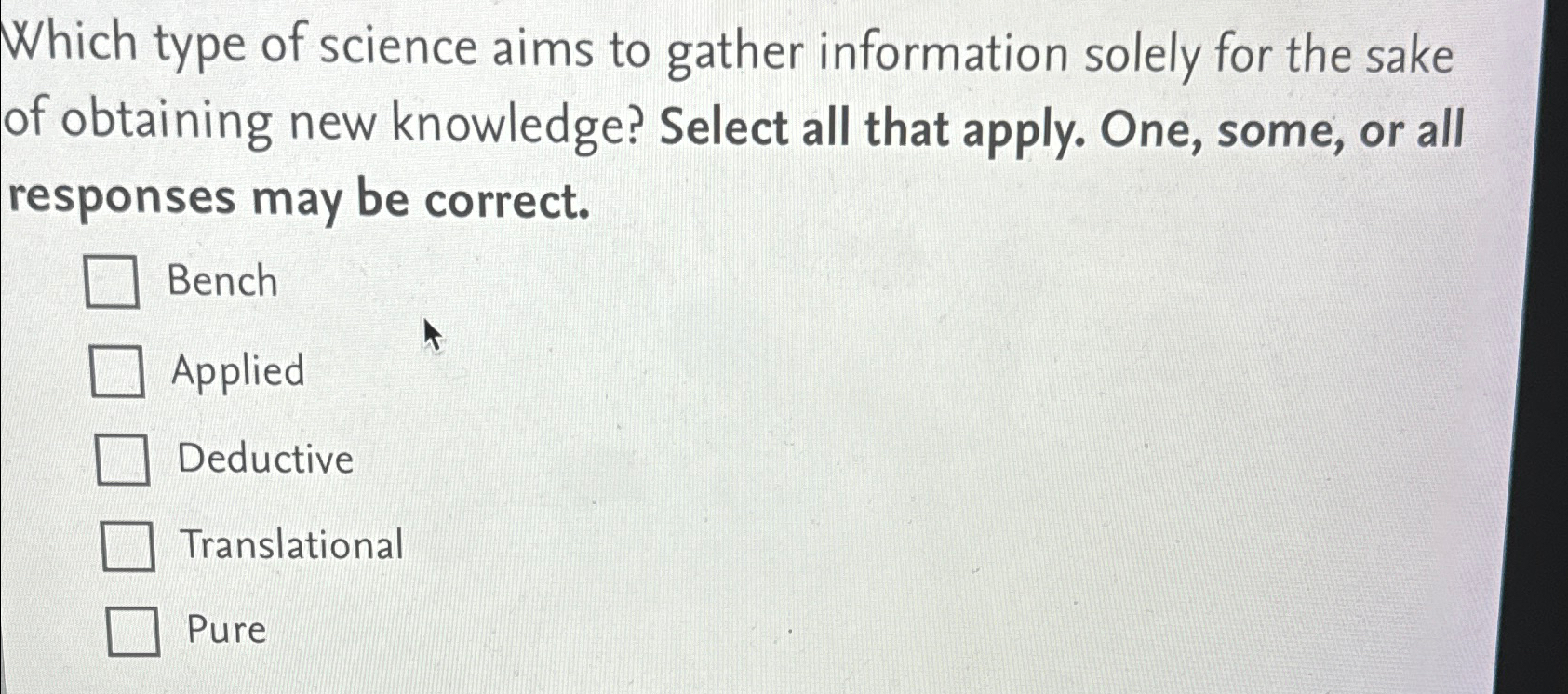 Solved Which type of science aims to gather information | Chegg.com
