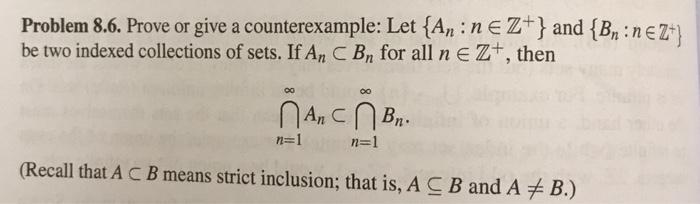 Solved Problem 8.6. Prove or give a counterexample: Let | Chegg.com
