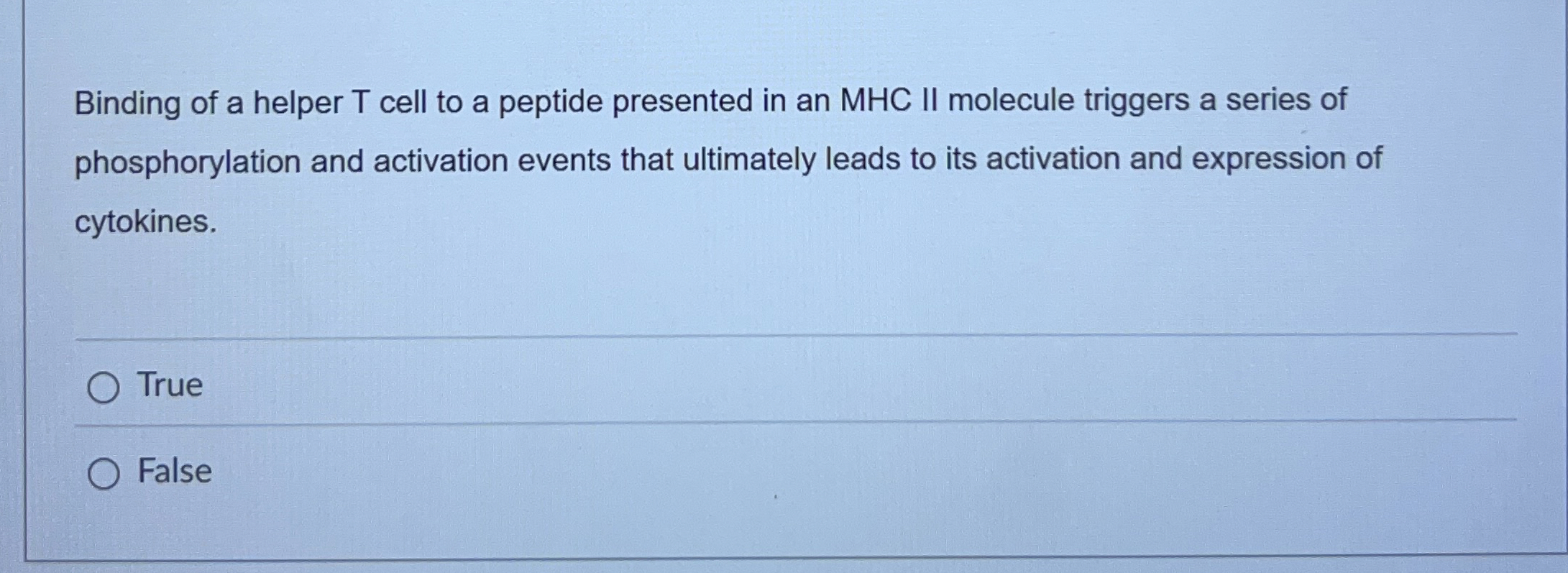 Solved Binding of a helper T cell to a peptide presented in | Chegg.com