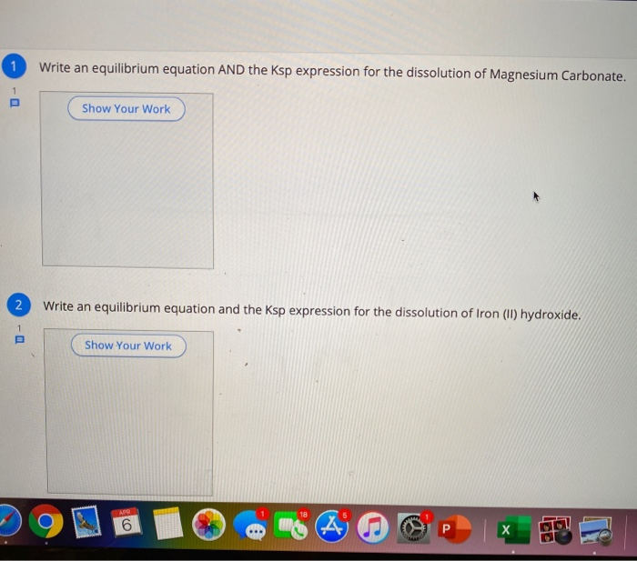 Solved Write an equilibrium equation AND the Ksp expression | Chegg.com