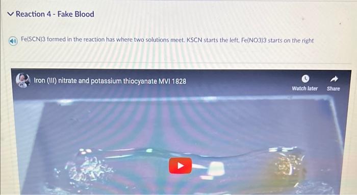 Fe(SCN)3 formed in the reaction has where two | Chegg.com