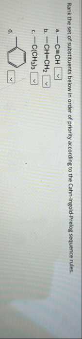 Solved Rank the set of substituents below in order of | Chegg.com