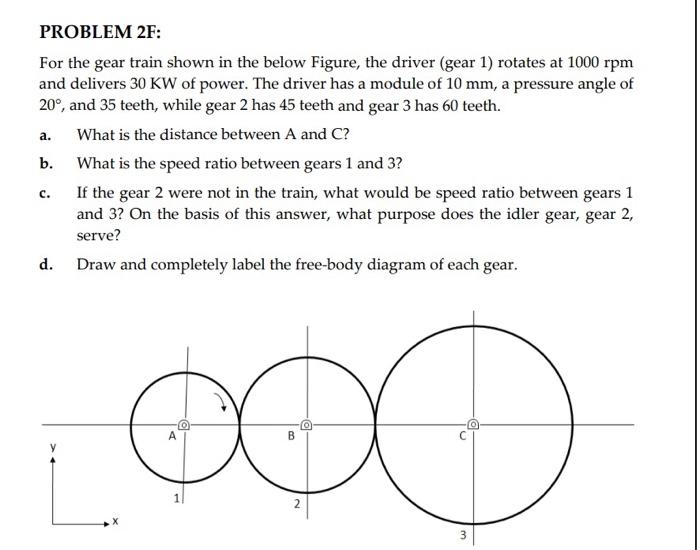 Solved PROBLEM 2F: For the gear train shown in the below | Chegg.com