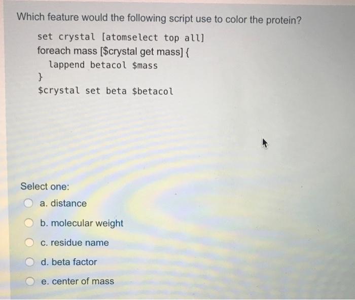 Solved Which feature would the following script use to color | Chegg.com