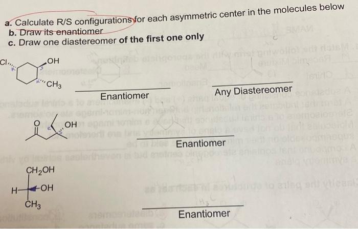 Solved a. Calculate R/S configurations,for each asymmetric | Chegg.com