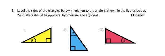 Solved Label the sides of the triangles below in relation to | Chegg.com