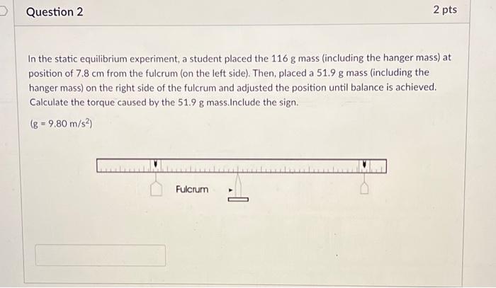 Solved In the static equilibrium experiment, a student | Chegg.com