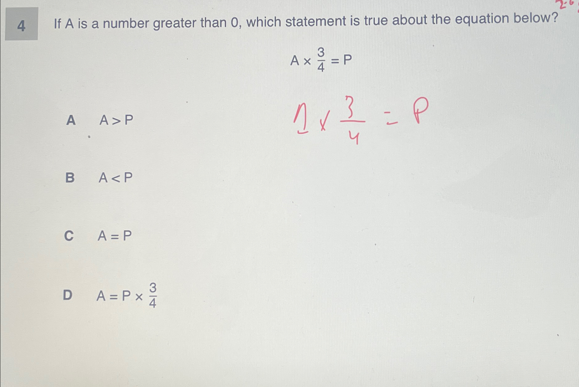 Solved 4 ﻿If A ﻿is a number greater than 0 , ﻿which | Chegg.com